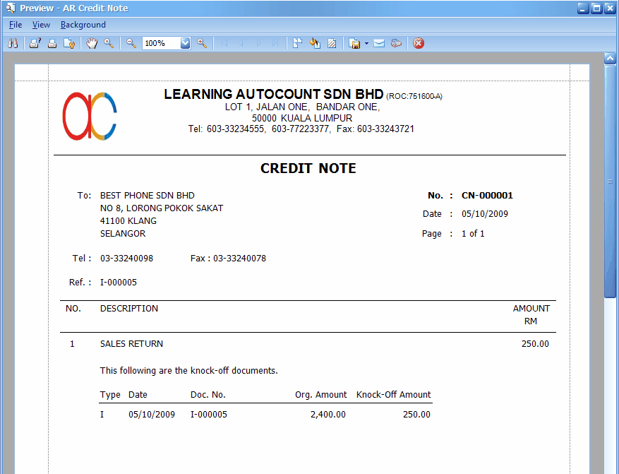 Contoh Credit Note IMAGESEE Contoh Credit Note IMAGESEE